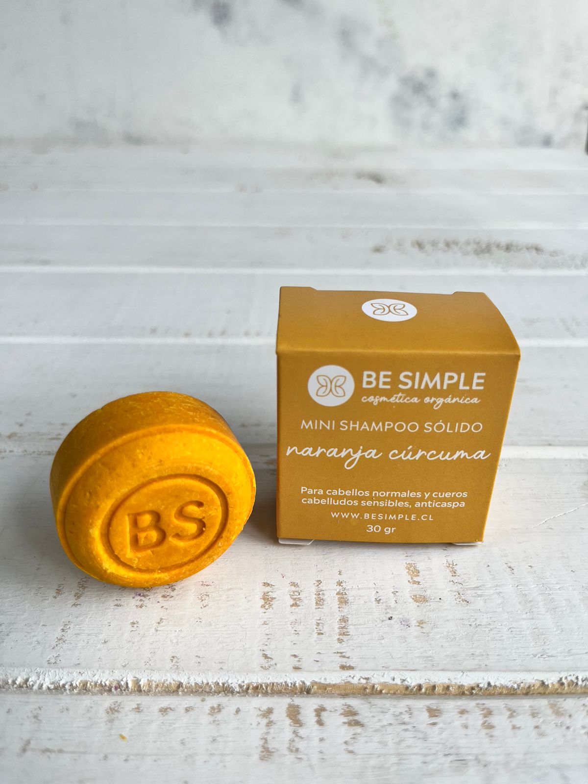 Shampoo sólido Mini Naranja Cúrcuma 30grs – Be Simple